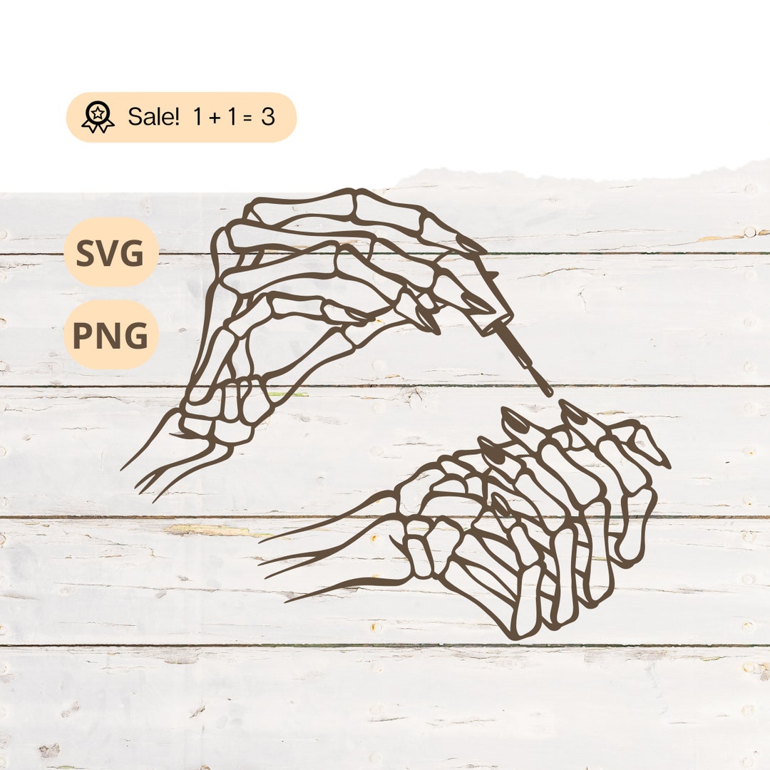 Skeleton Woman Hands Manicure SVG PNG, Nail Polish Clipart (digital ...