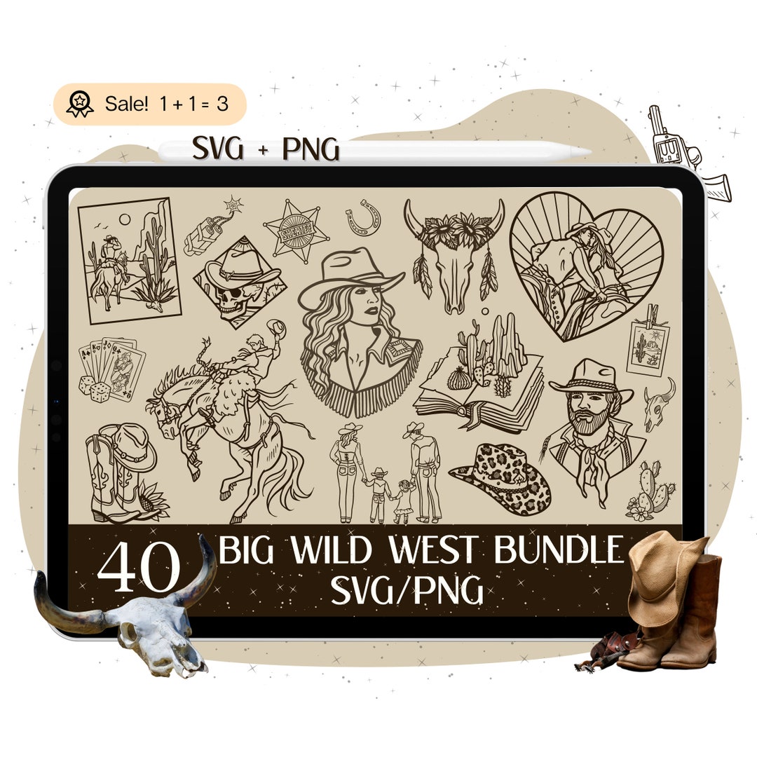 40 Western SVG Bundle, Wild West SVG, Cowboy Svg, Cowgirl Svg, Rodeo ...