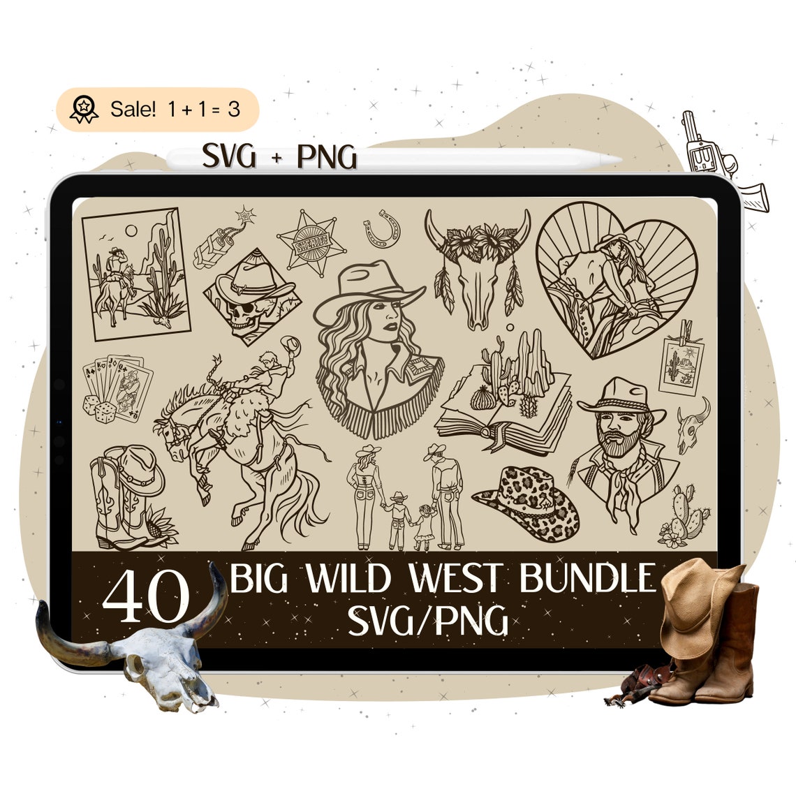 Western SVG Bundle, Wild West Cowboy Cowgirl Designs (40 Files) - Etsy