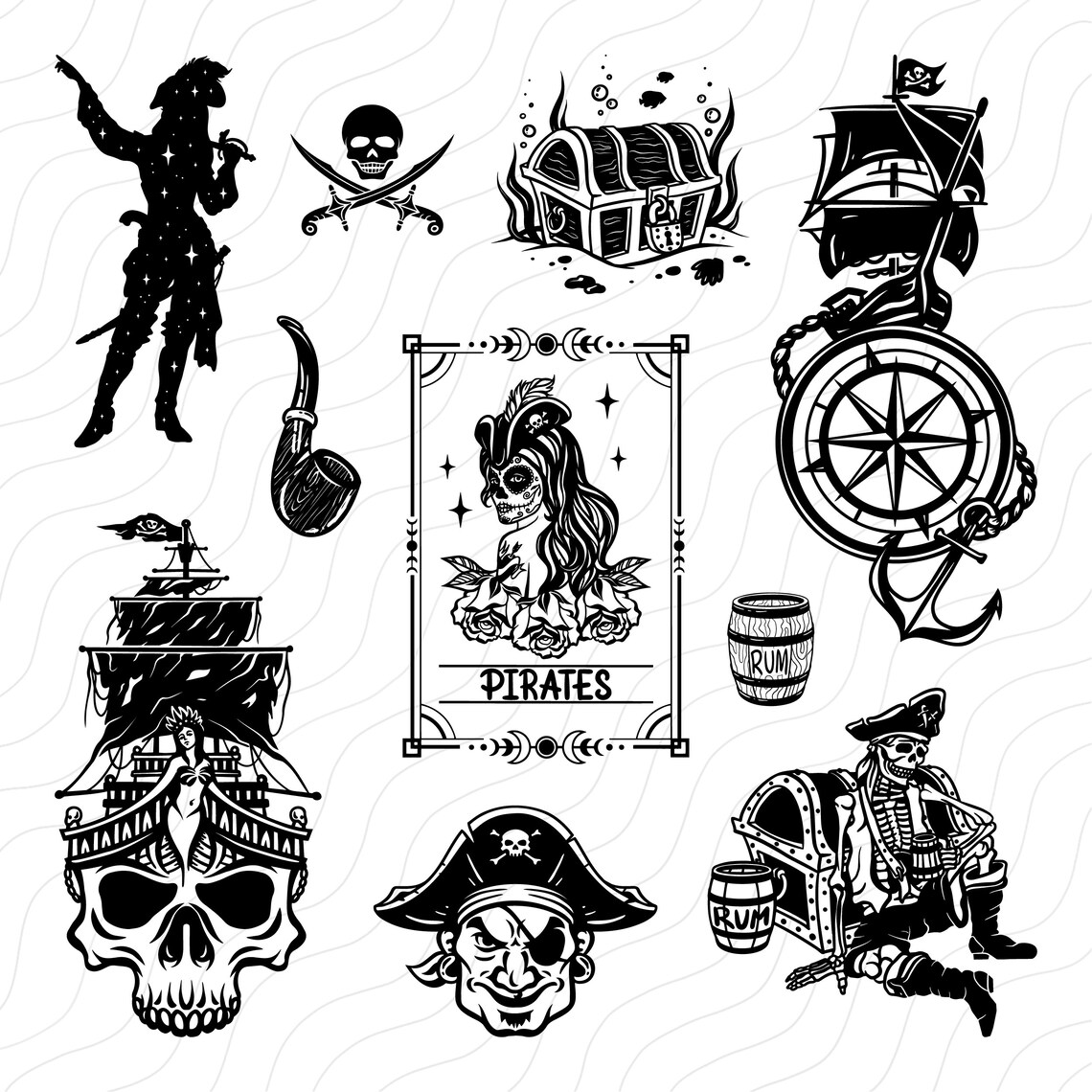 Pirate SVG Bundle, Skull, Ship, Nautical Clipart (40 SVG + PNG) - Etsy