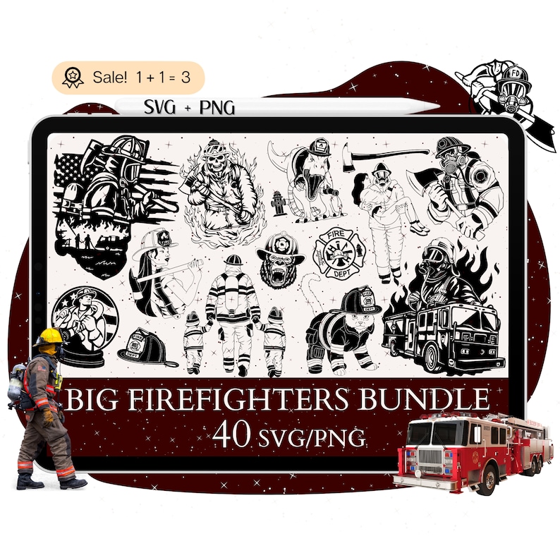 40 Big Firefighter SVG Bundle Firefighter SVG Firefighter - Etsy