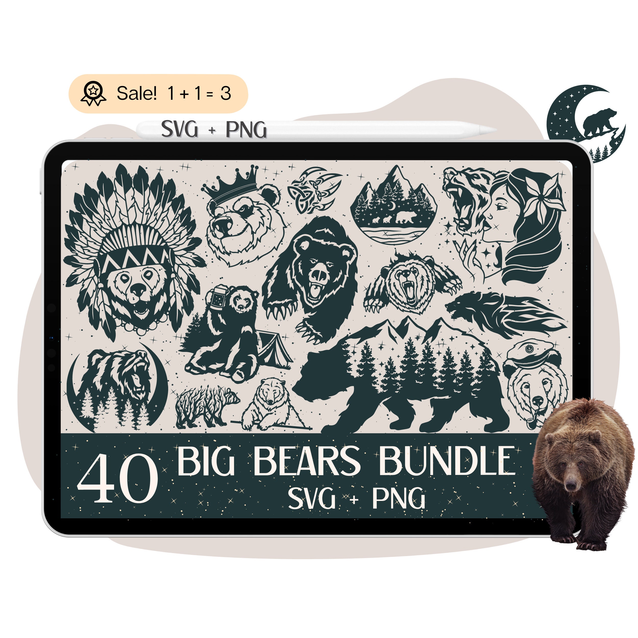 40 Wild Bear SVG Bundle, Bear SVG, Bear File for Cricut, Bear Family ...