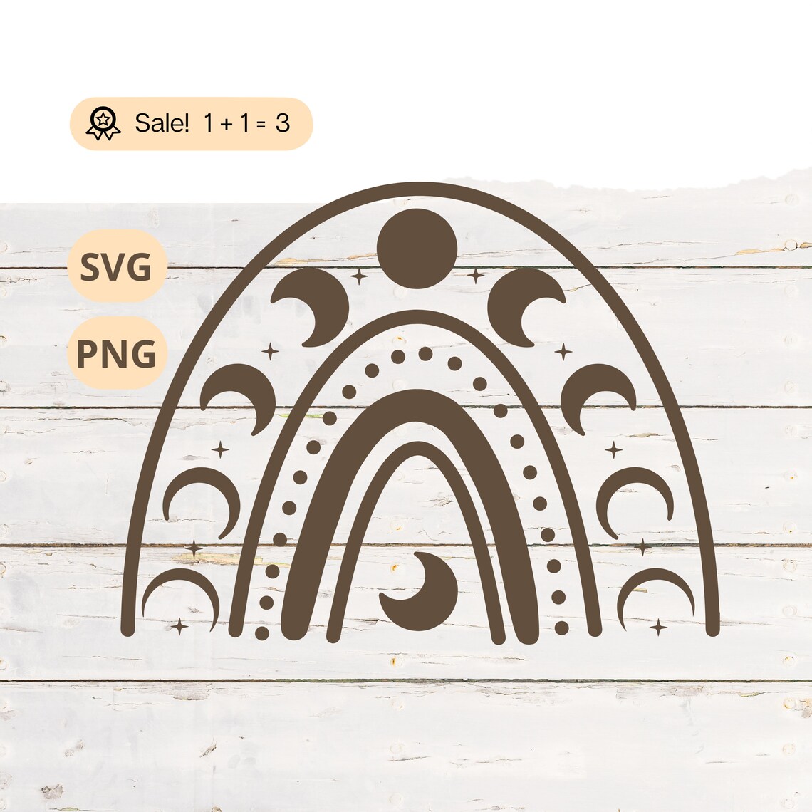 Boho Moon Phase Rainbow SVG, Celestial Clipart (PNG) - Etsy