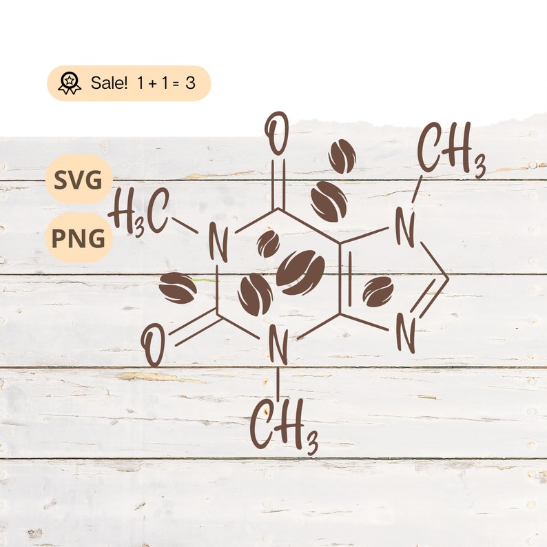 Caffeine Molecule SVG, Coffee Bean Clipart, Shirt Tattoo Design (PNG ...