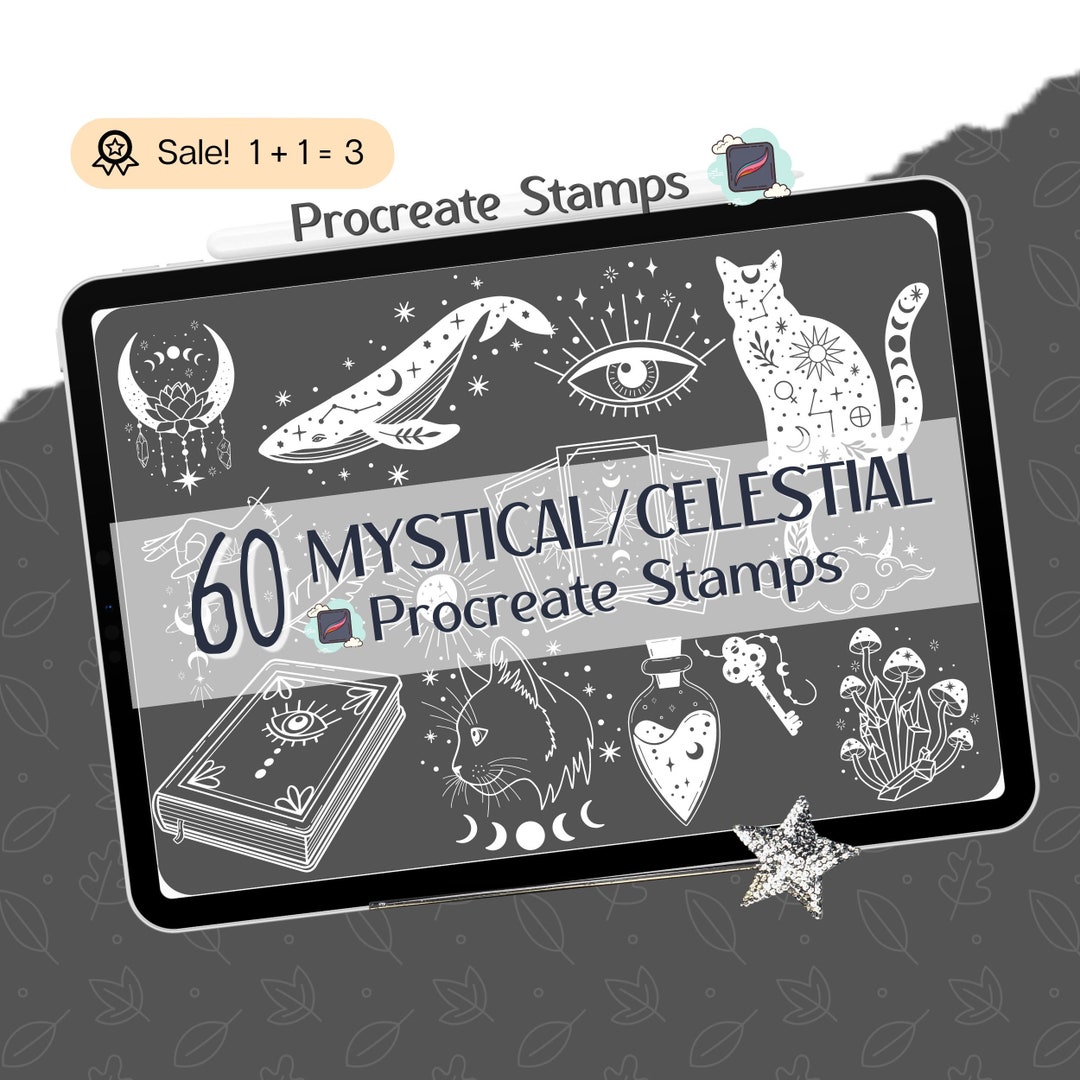 Celestial Procreate STAMPS, 60 Mystical Procreate Brushes, Halloween ...