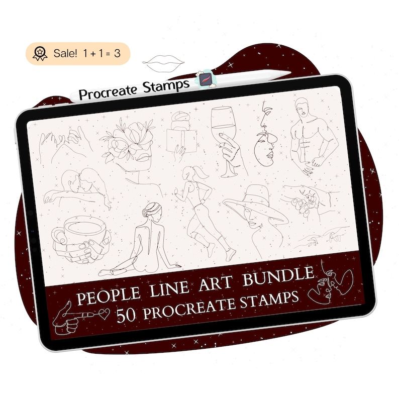 50 Line Art People Procreate STAMPS People Procreate STAMPS - Etsy