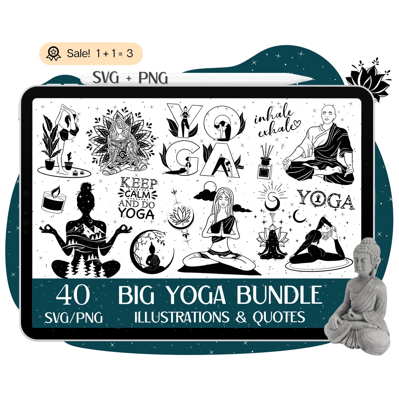 40 Big Yoga SVG Bundle Yoga Svg Yoga Quotes Meditation SVG - Etsy
