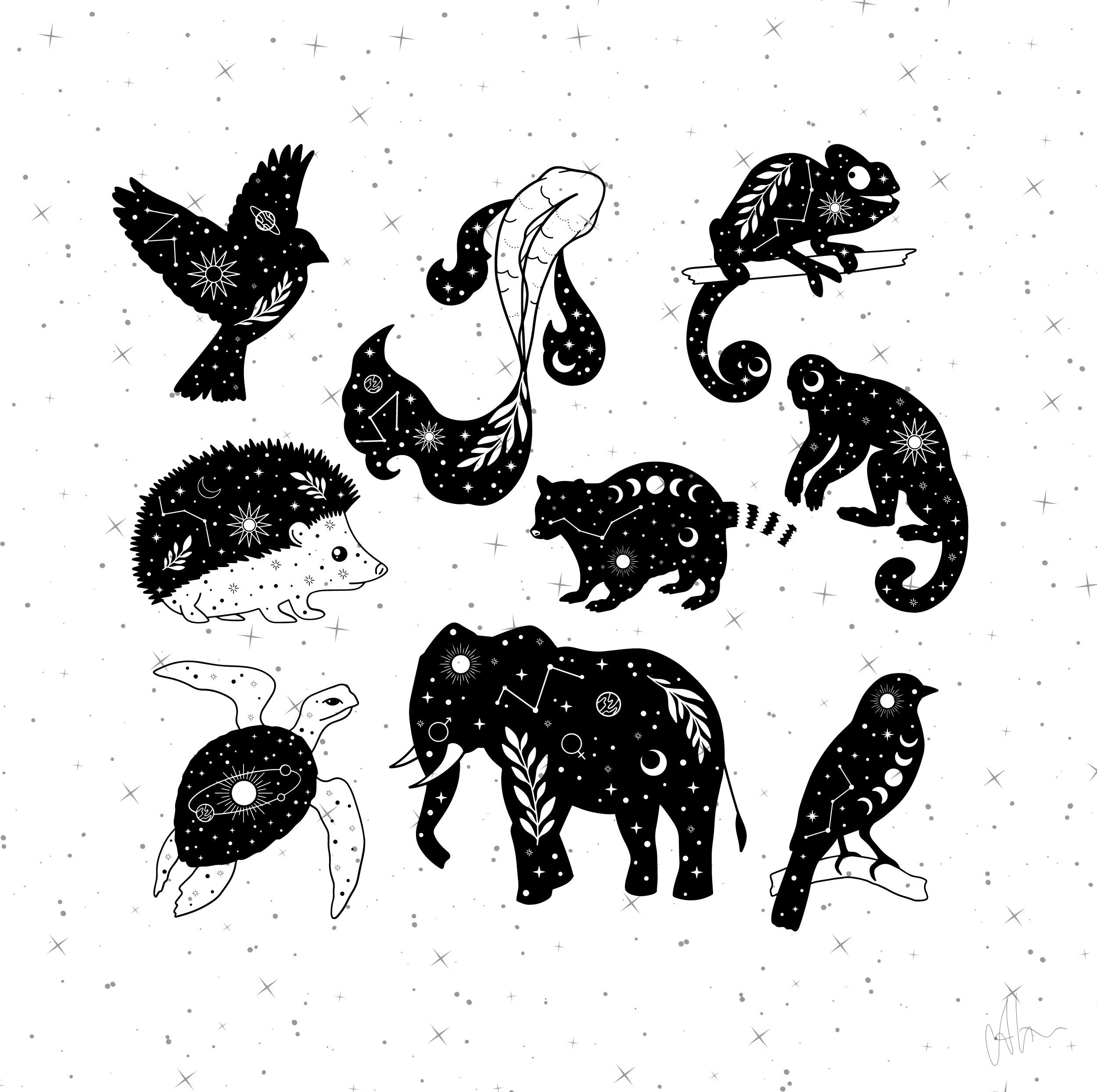 Celestial Animals SVG Bundle, 50 Celestial SVG, Animal Cut File for ...