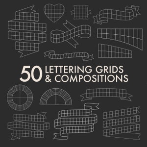 100 Lettering Grids and Compositions, Procreate Lettering BRUSHES ...