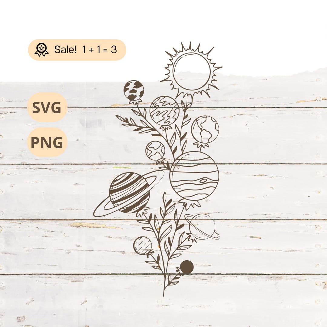 Bouquet of Planets SVG PNG, Solar System Svg, Celestial Svg, Planets ...
