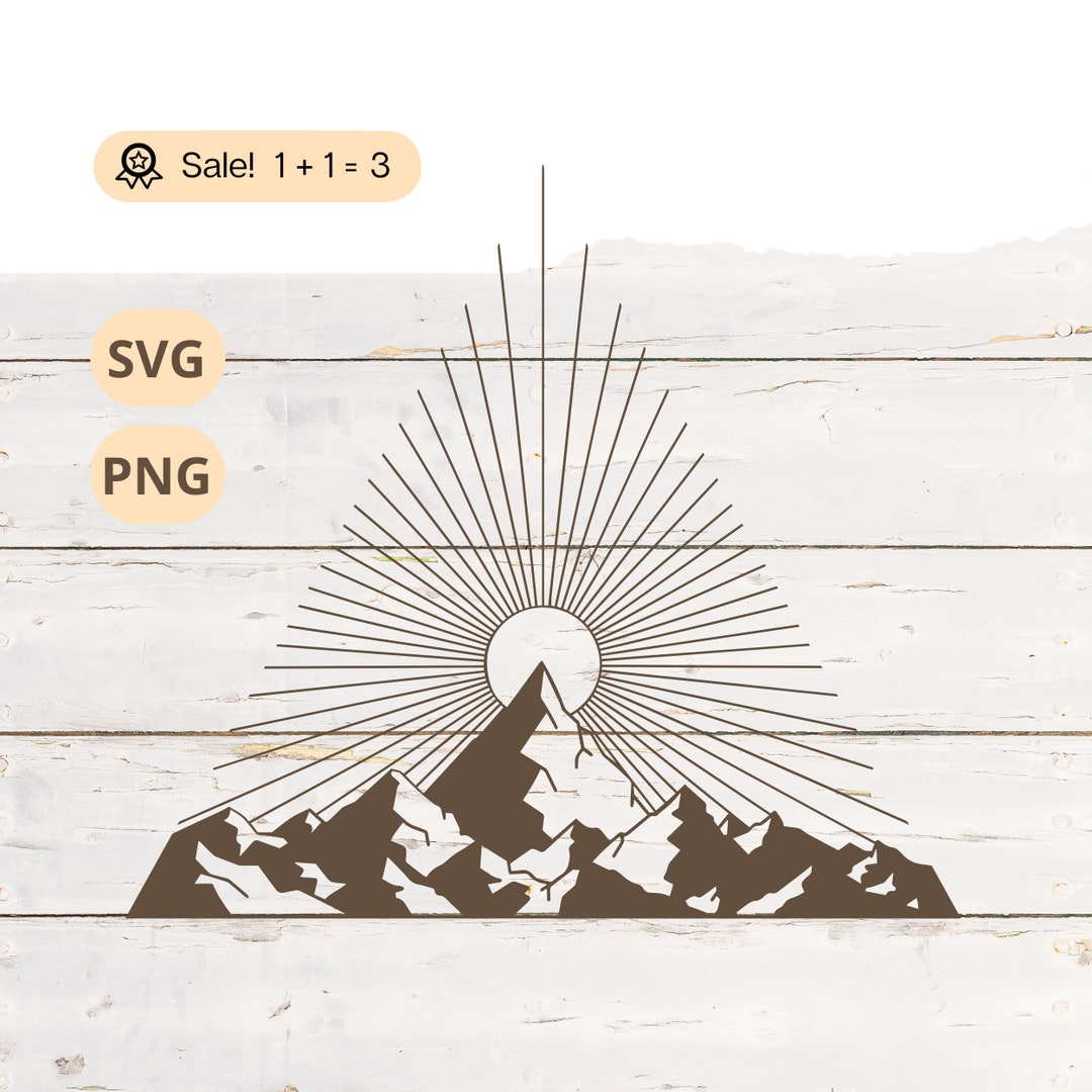 Geometric Sun and Mountains SVG, Celestial Landscape (PNG) - Etsy