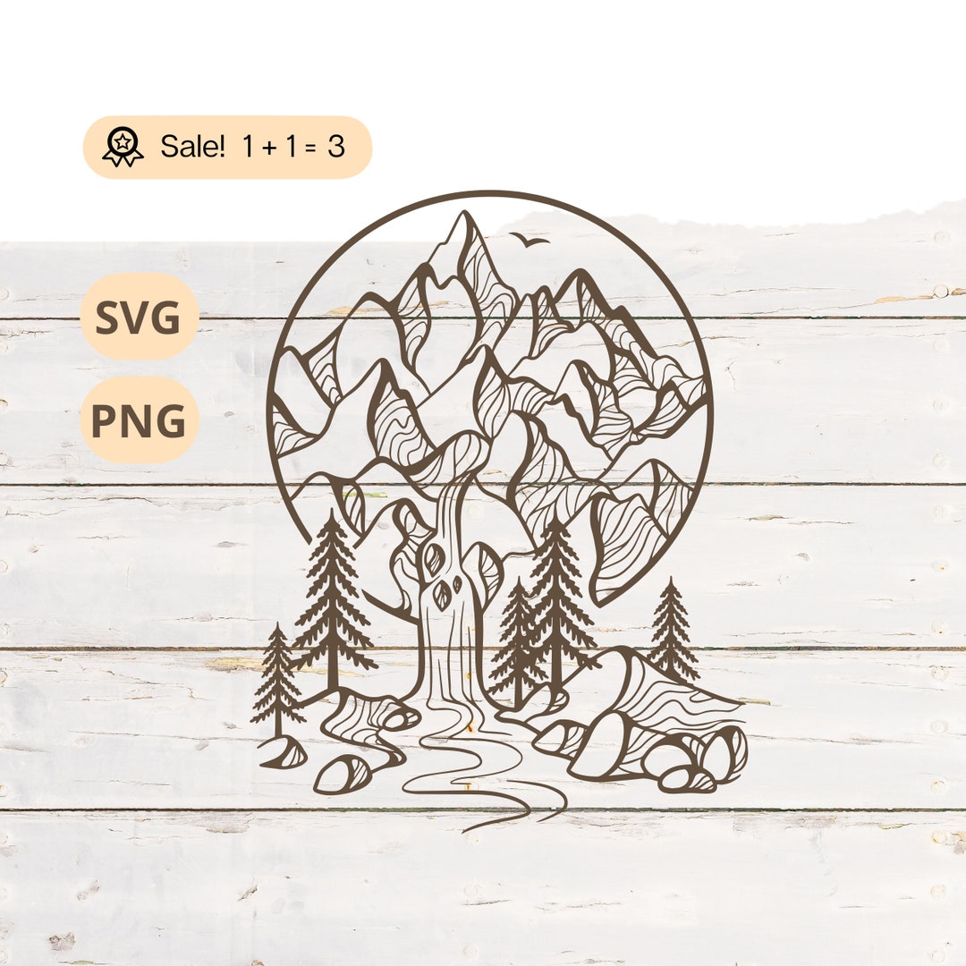 Mountain Landscape SVG PNG, Mountain SVG, Mountain Trees Svg, Adventure ...