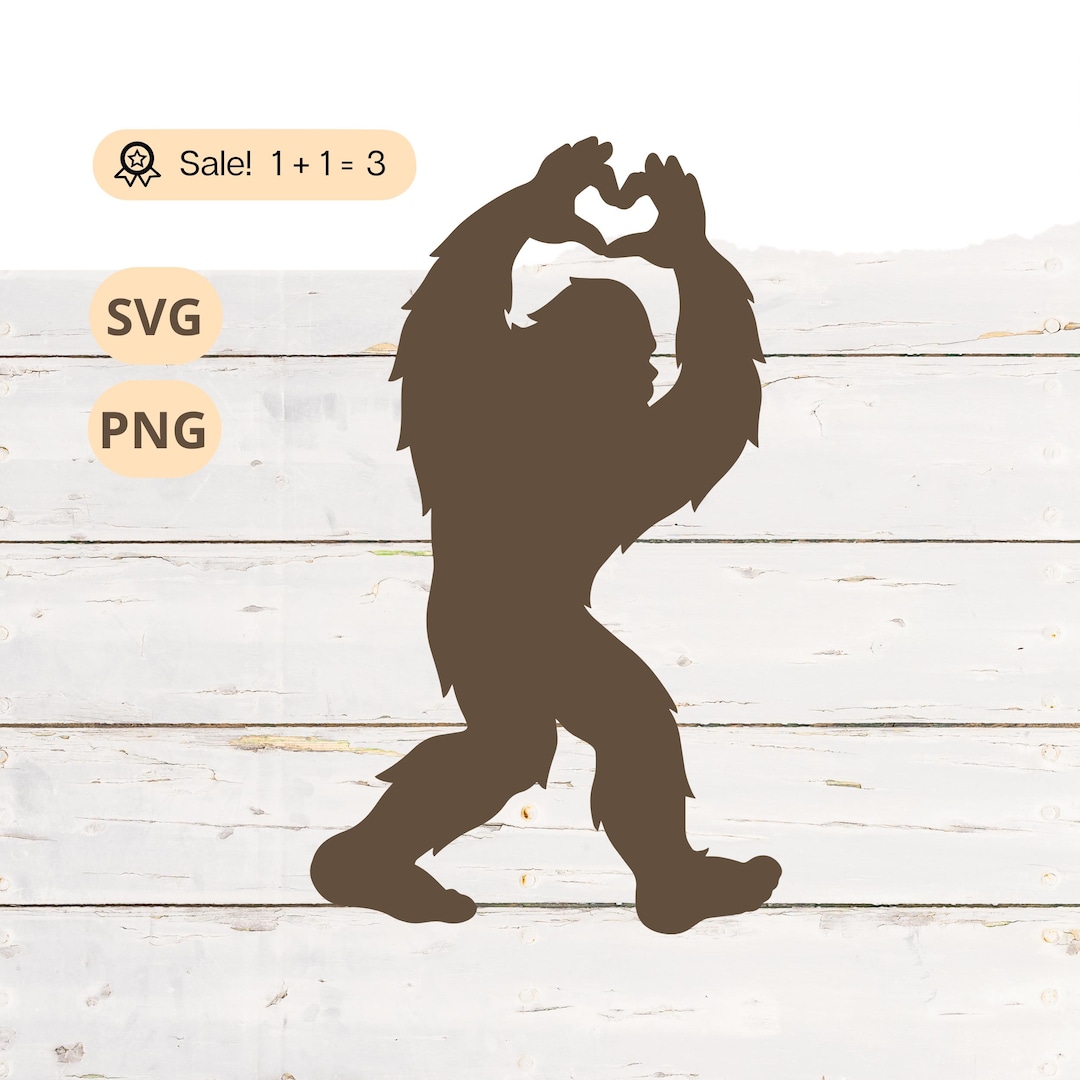 Bigfoot With Heart SVG PNG, Bigfoot Svg, Heart Svg, Yeti Svg, Sasquatch ...