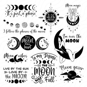 60 Celestial Moon SVG Bundle, Moon SVG, Moon Phase Svg, Moon Quotes Svg ...