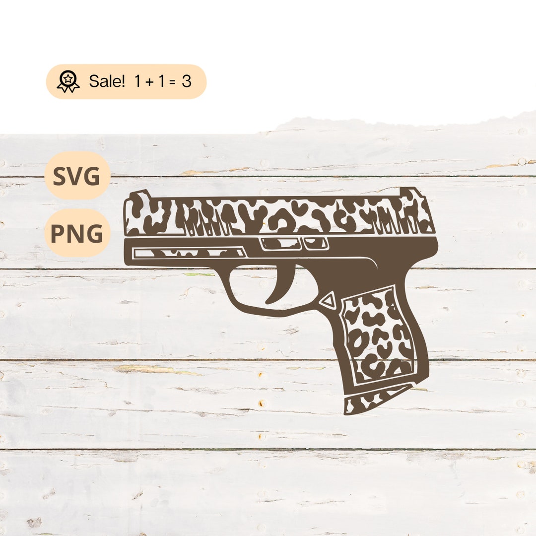 Leopard Print Gun SVG, Gun Svg, Leopard Print SVG, Automatic Pistol Svg ...