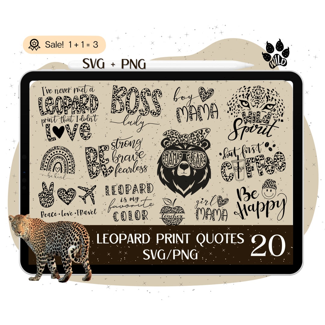 20 Leopard Print Quotes SVG Bundle, Mama Bear SVG, Leopard Signs SVG ...