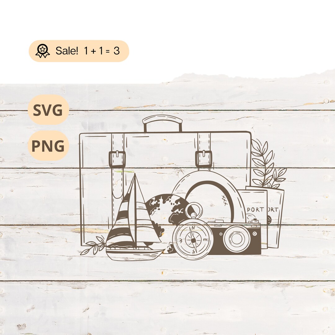 Travel Equipment SVG PNG, Travel SVG, Adventure Svg Journey Svg Luggage ...