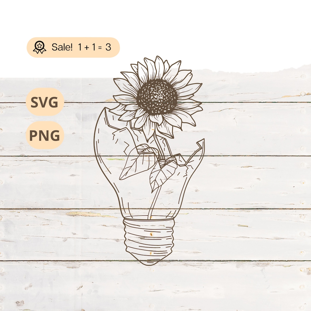 Light Bulb With Sunflower SVG PNG, Sunflower Svg, Light Bulb Svg ...