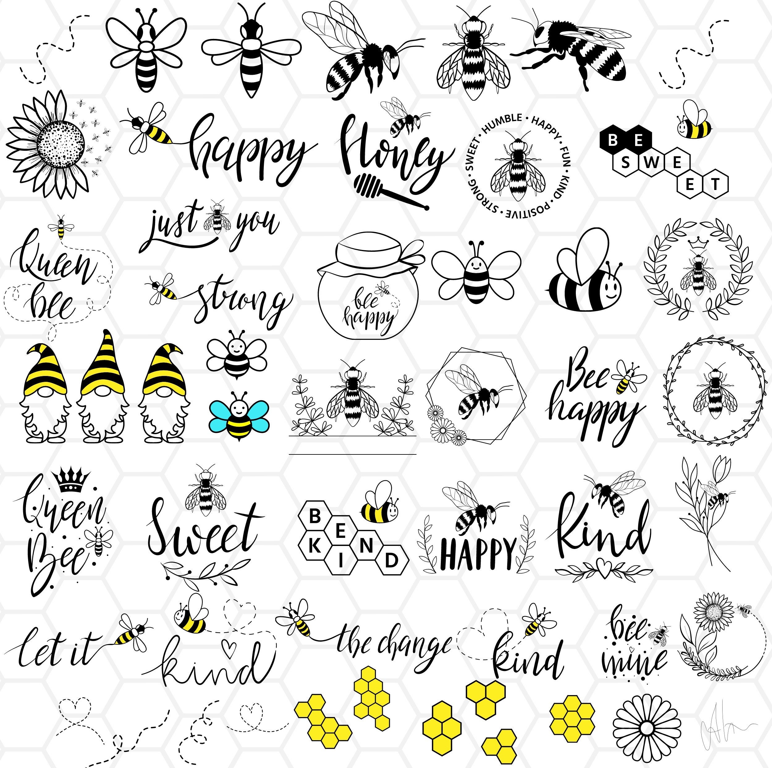 50 Cute Bee SVG Bundle Bee Kind SVG Bee Happy Svg File for - Etsy
