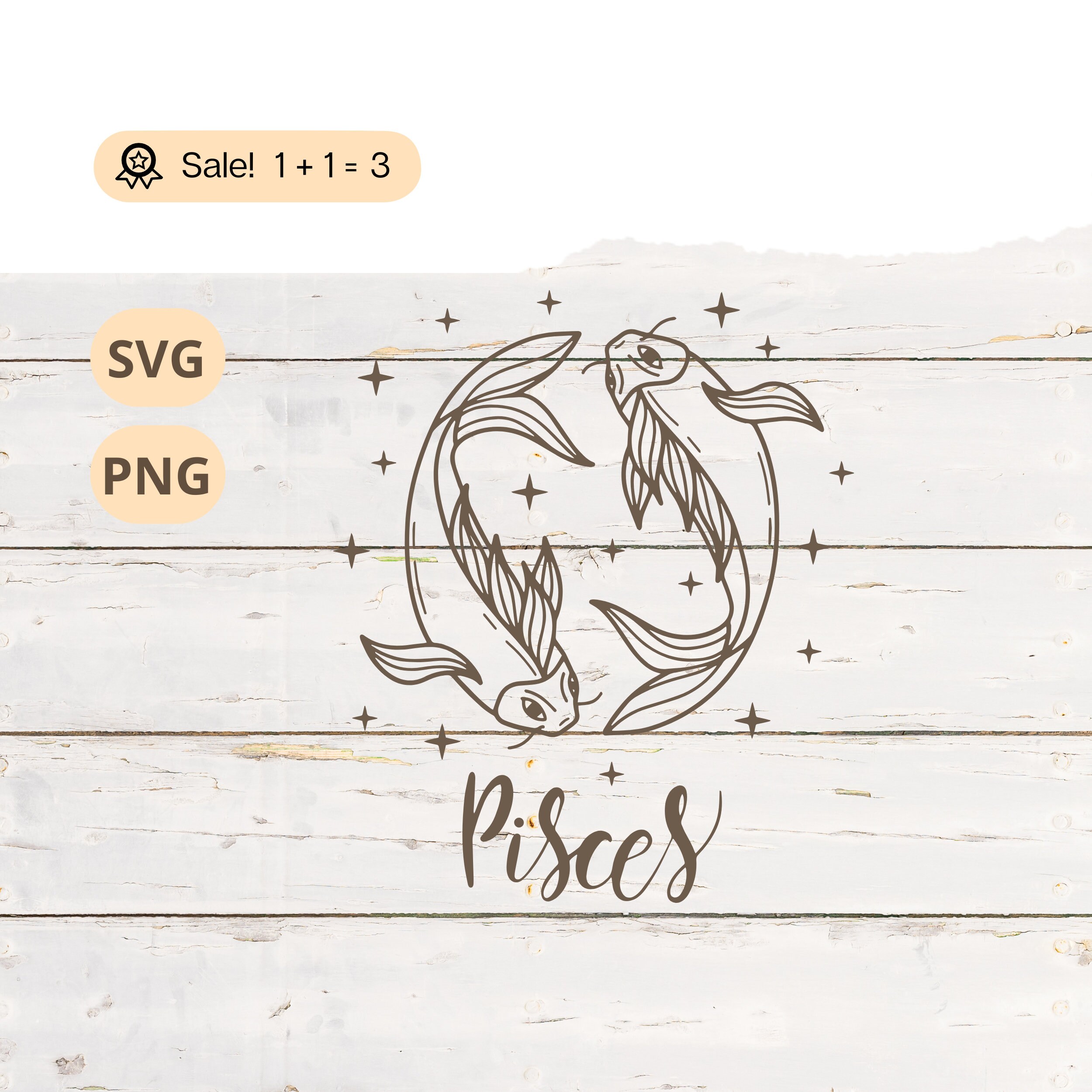 Pisces Zodiac SVG, Celestial Horoscope Clipart (PNG) - Etsy