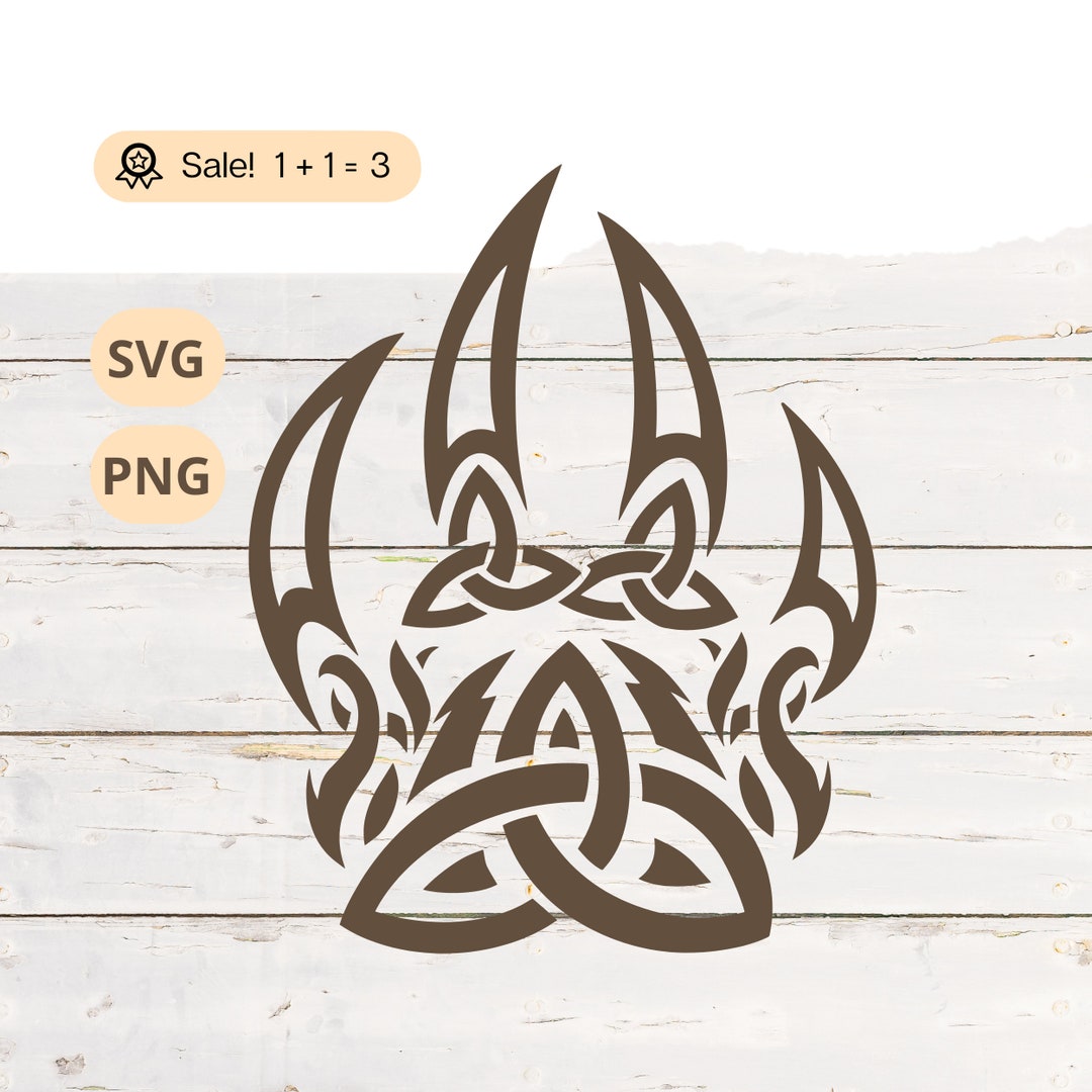 Bear Paw Print SVG PNG, Bear SVG, Paw Print Svg, Celtic Knot Svg ...