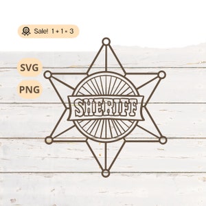 Sheriff Badge SVG PNG, Sheriff Star Svg, Western SVG, Texas Svg, Police ...