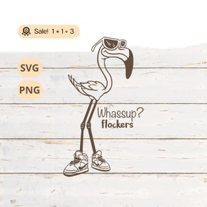 Funny Flamingo Whassup Flockers SVG PNG, Flamingo Svg, Flamingo File ...