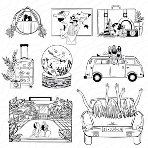 100 Travel Procreate STAMPS, Travel Signs, Journey Procreate STAMPS ...