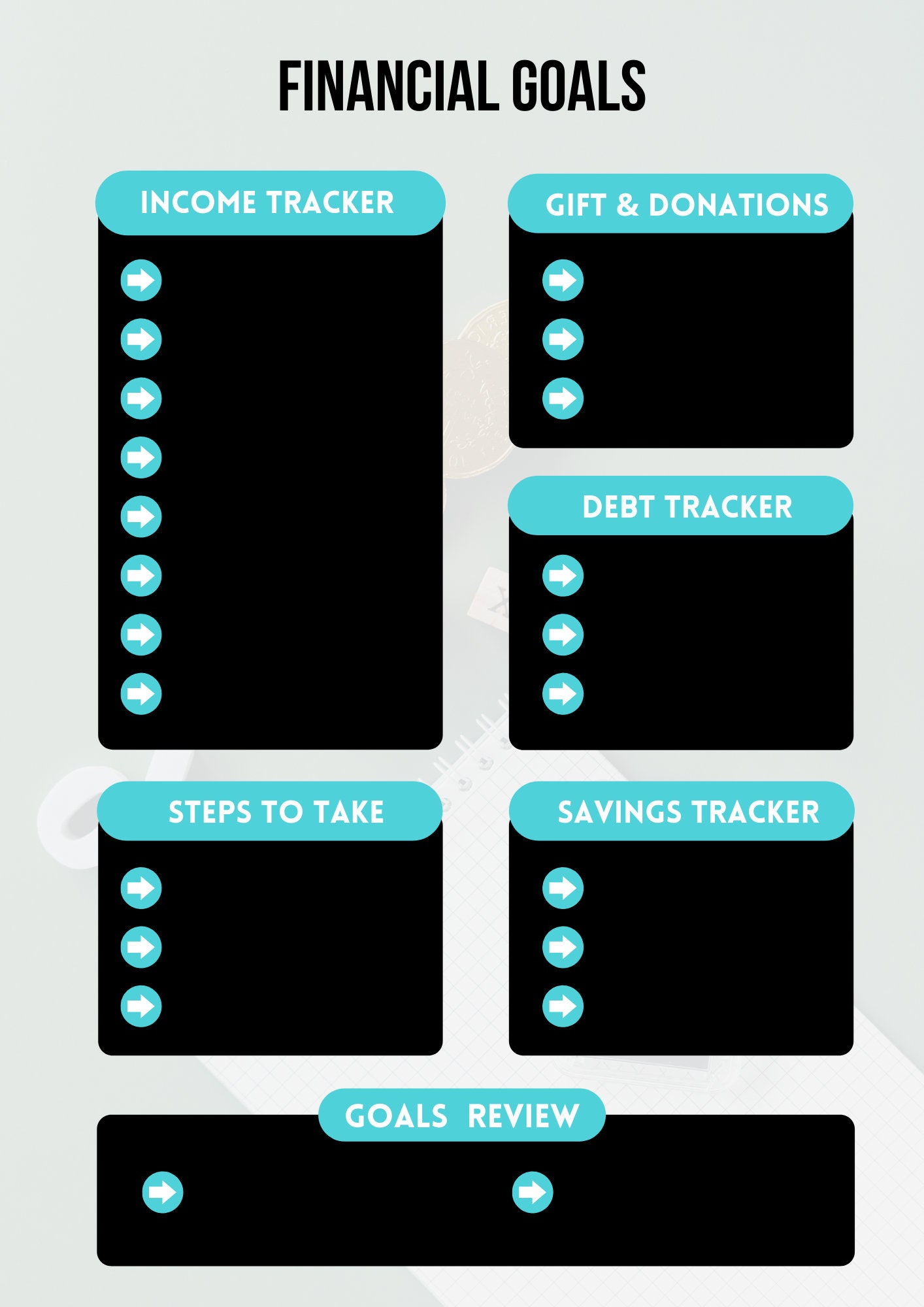 Financial Goals Digital Printable and Downloadable Planner With Income ...