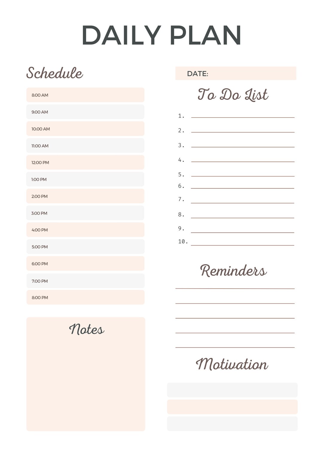 ADHD Daily Printable and Digital Planner, A Day Downloadable Printable ...