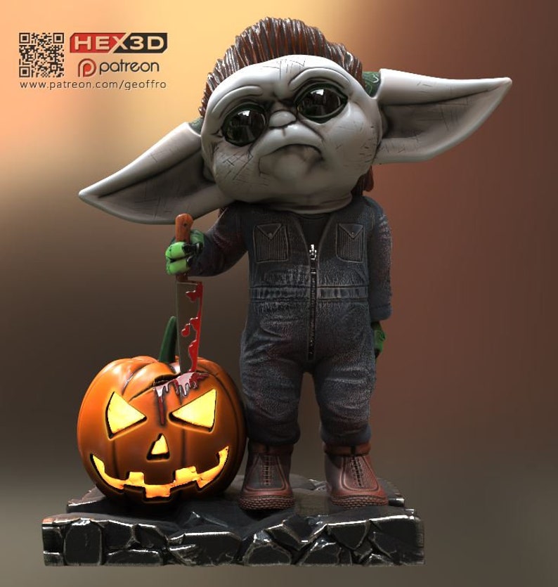 3D Printed/painted Grogu Horror Mashups, Christmas Gift, Halloween ...