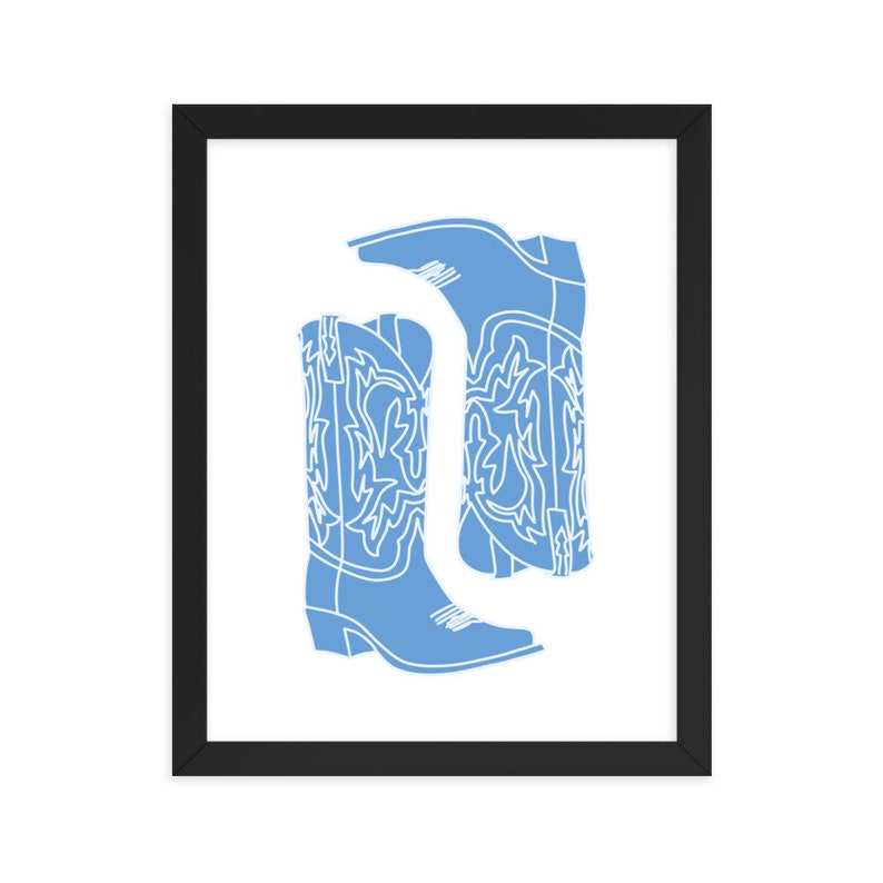 Framed Blue Cowboy Boots Print - Etsy