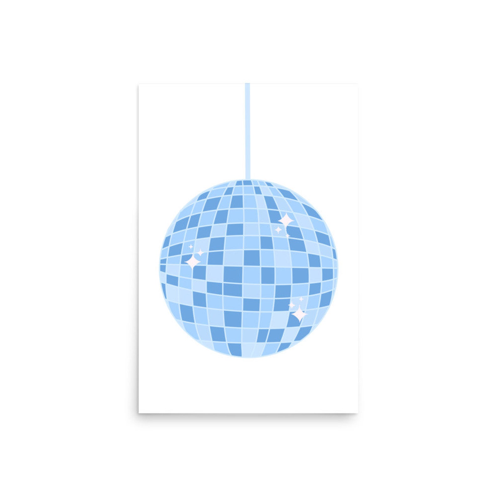 Blue Disco Ball Print - Etsy