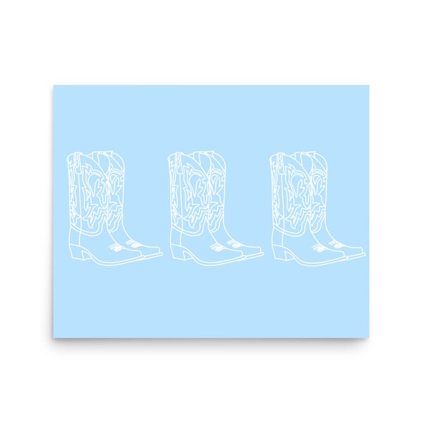 Blue and White Cowboy Boots - Etsy
