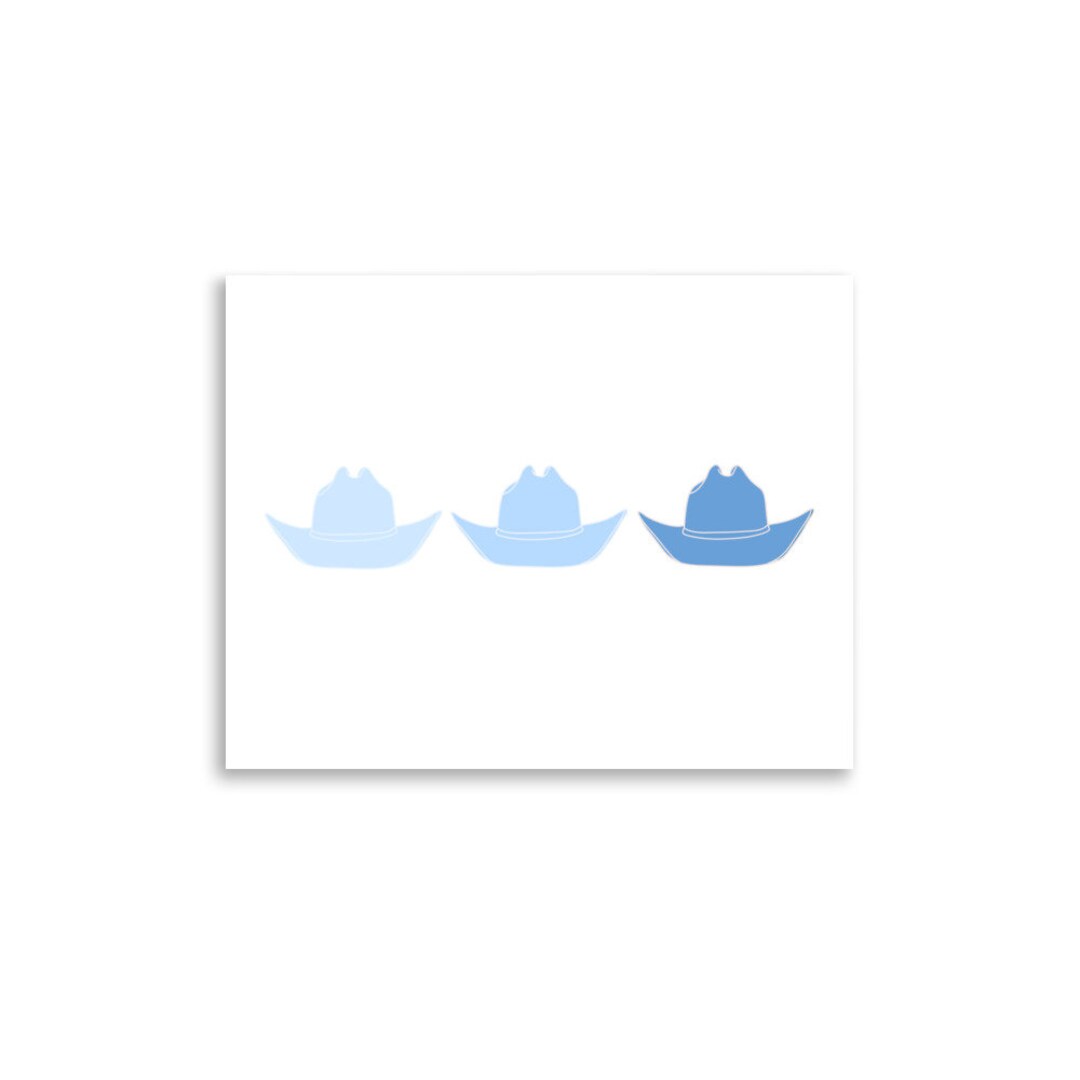 Blue Cowboy Hats Print - Etsy