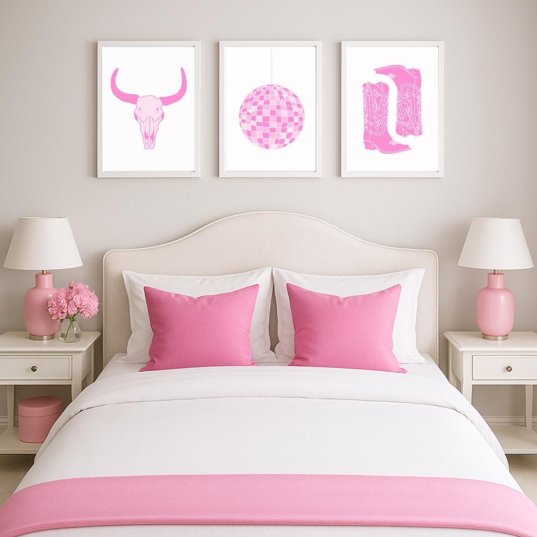 Pink Longhorn Print - Etsy