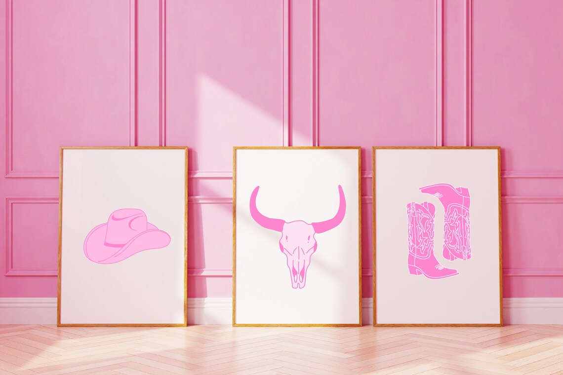 Pink Longhorn Print - Etsy