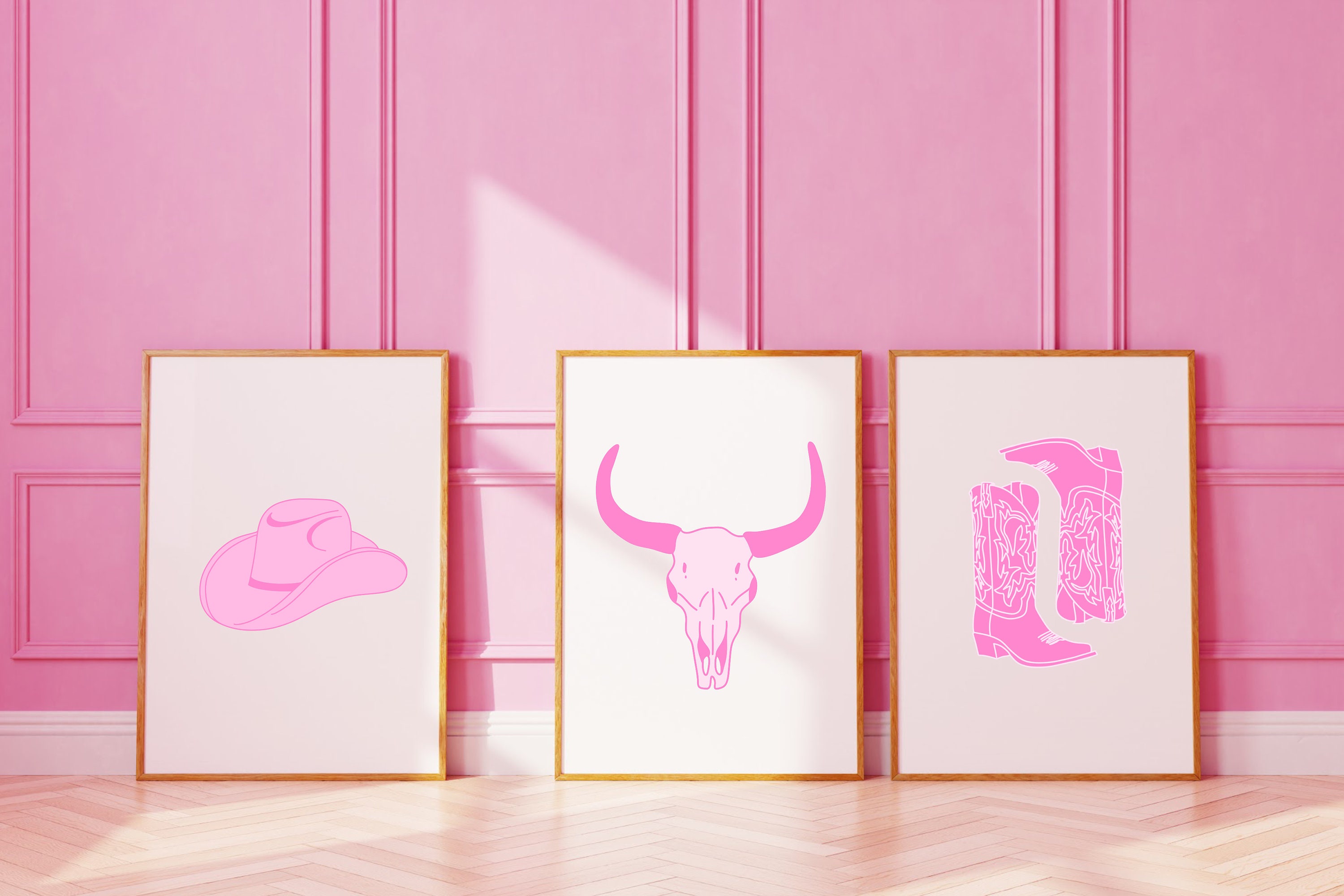 Pink Longhorn Print - Etsy