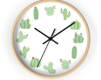 10 Watercolor Cactus Wall Clock , Cactus Wall Clock , Botanical Wall ...