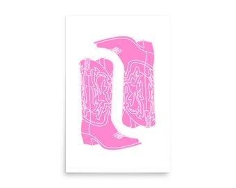 Pink Howdy Cowgirl Boot Art Print 8.5x11, Cowgirl Boot Print, Western ...