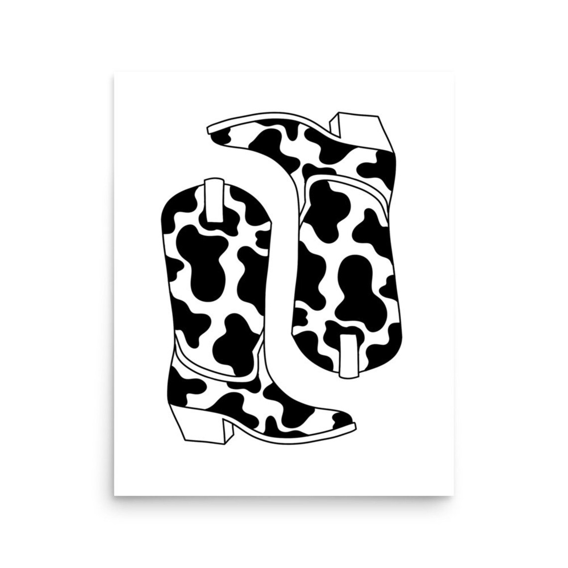 Cow Print Cowboy Boots Print - Etsy