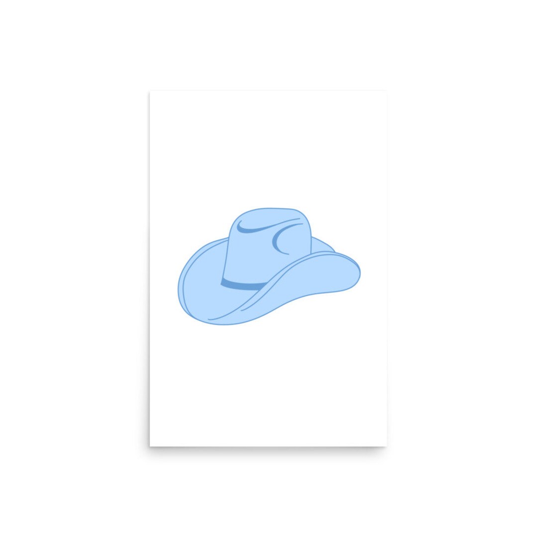 Blue Cowboy Hat Print - Etsy