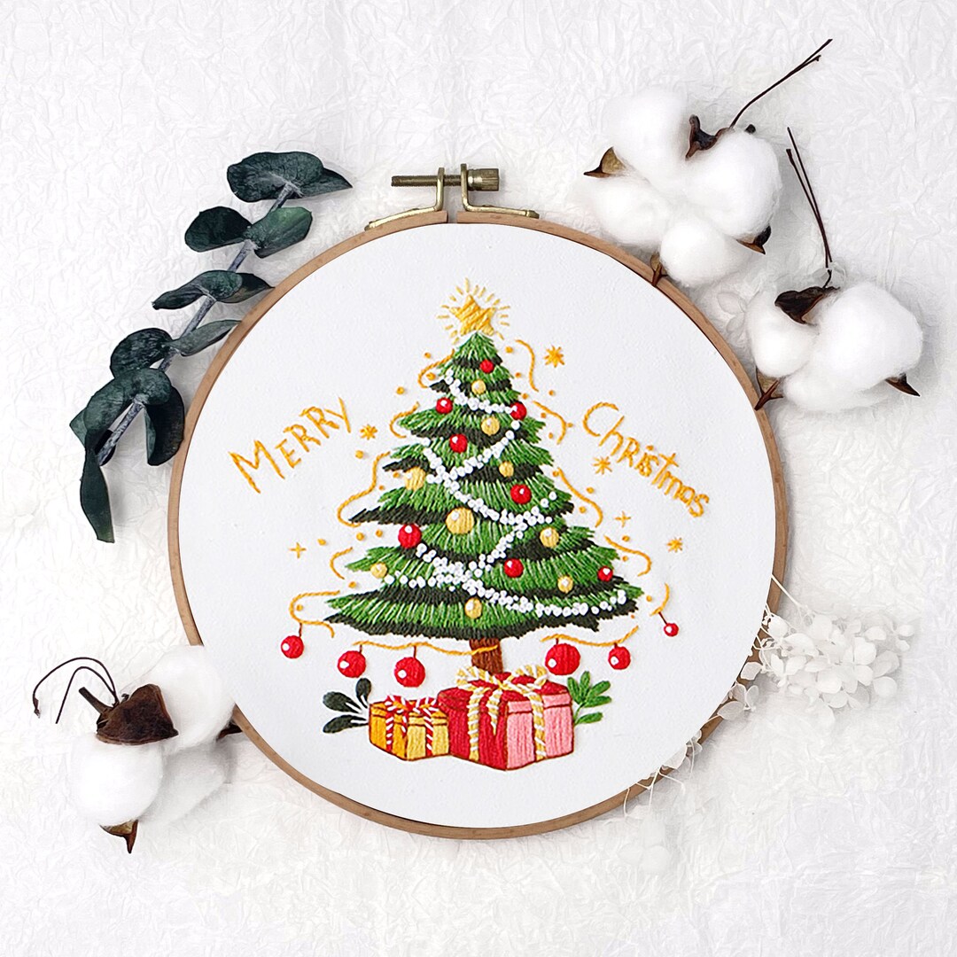 Merry Christmas Embroidery Kit, Hand Cross Stitch, Easy Snowman ...