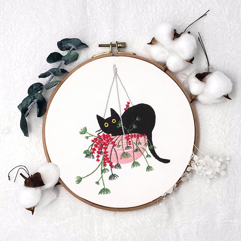 Cat Embroidery Kit - Etsy