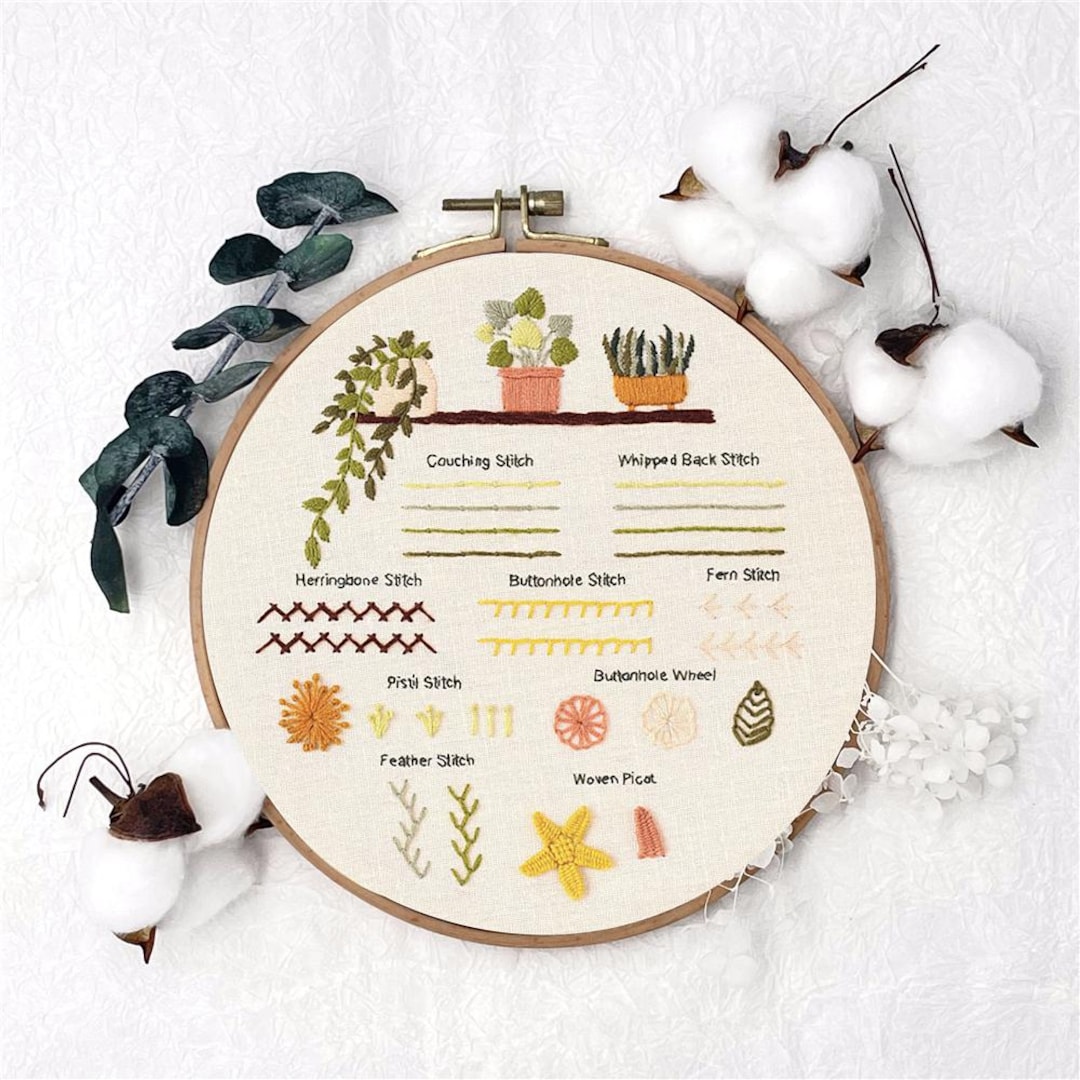 Embroidery Beginner Kit, Set of 3 Hand Embroidery Stitch Sampler ...