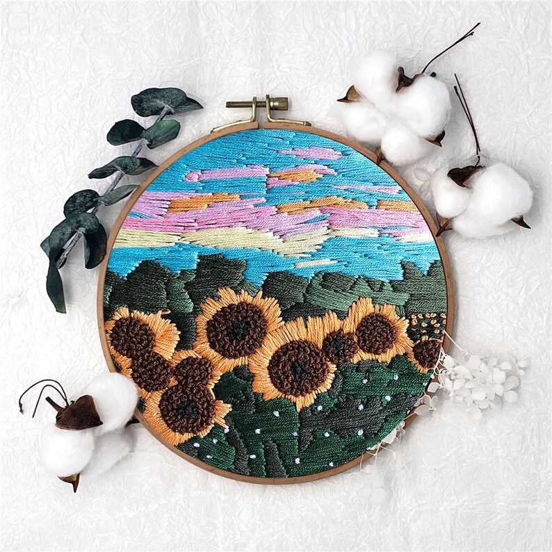 Flower Embroidery Hoop, Stitching Kit for Beginner, Floral Embroidery Kit With Pattern, Holiday ...