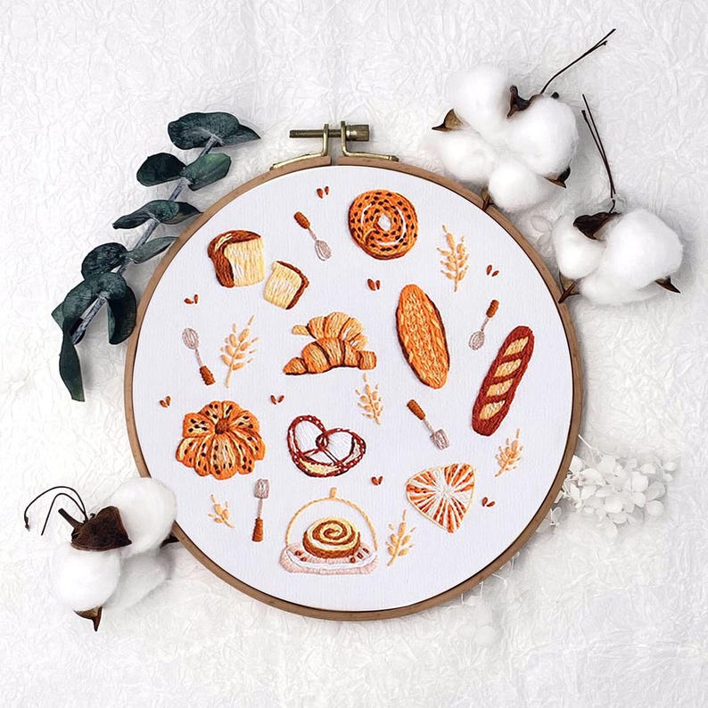 Cute Dessert Cake Bread Embroidery Pattern,bakery Themed Beginner Hand ...