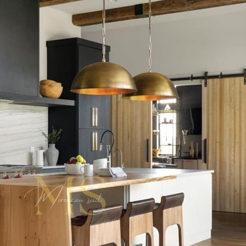 Brass Dome Pendant Light for Your Kitchen Island Antique Brass Dome ...