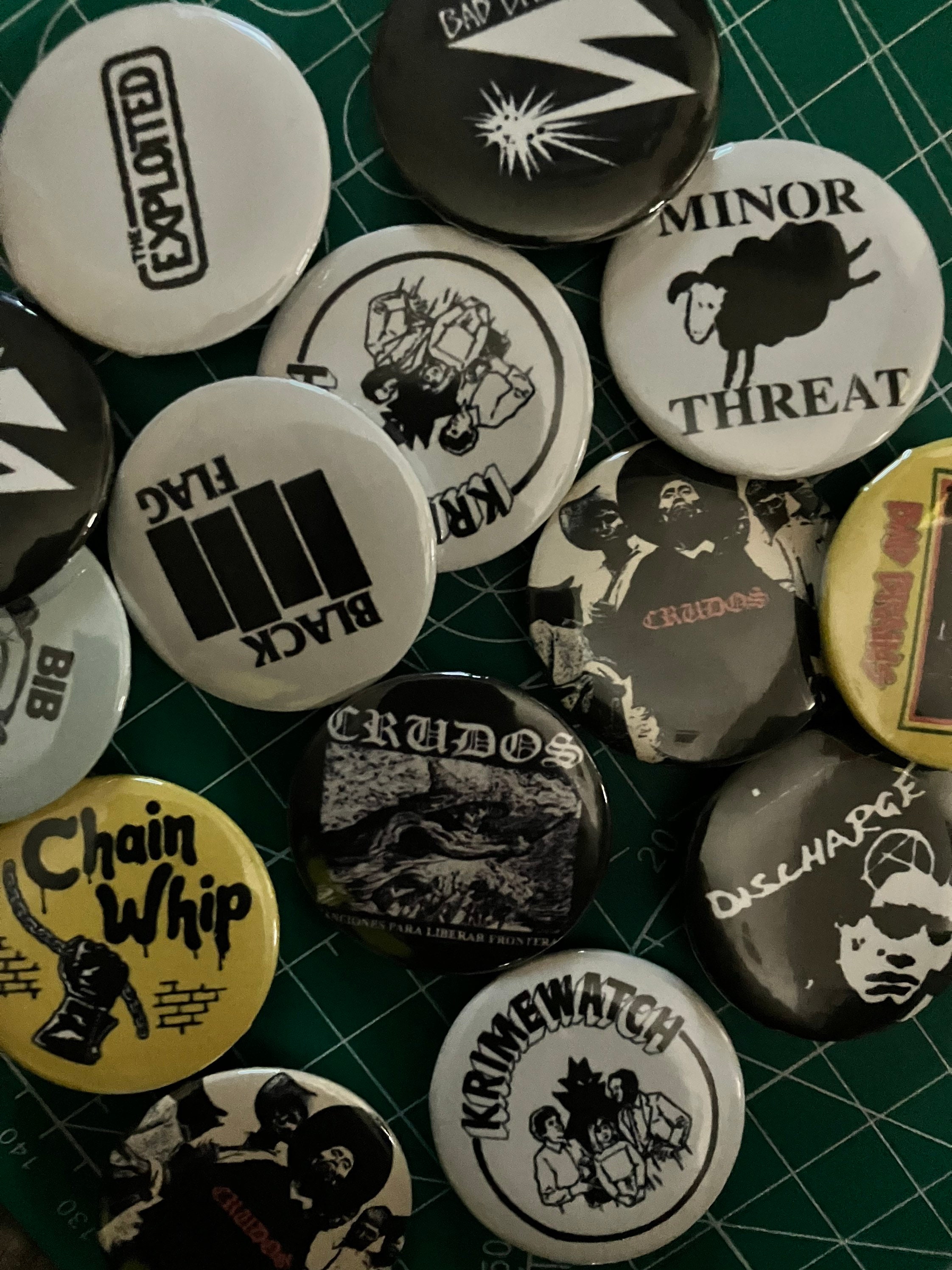 10 Random Hardcore Punk Button Pins Etsy