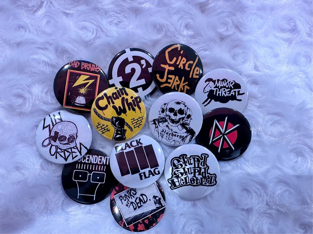 10 Random Hardcore Punk Button Pins - Etsy